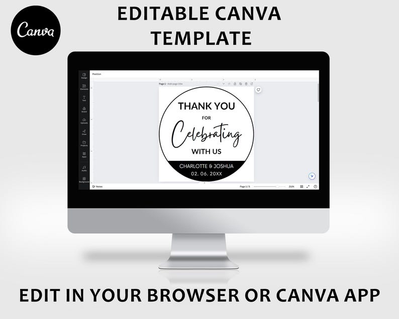 Wedding Sticker Bundle, Editable Canva Template, Printable Wedding ...