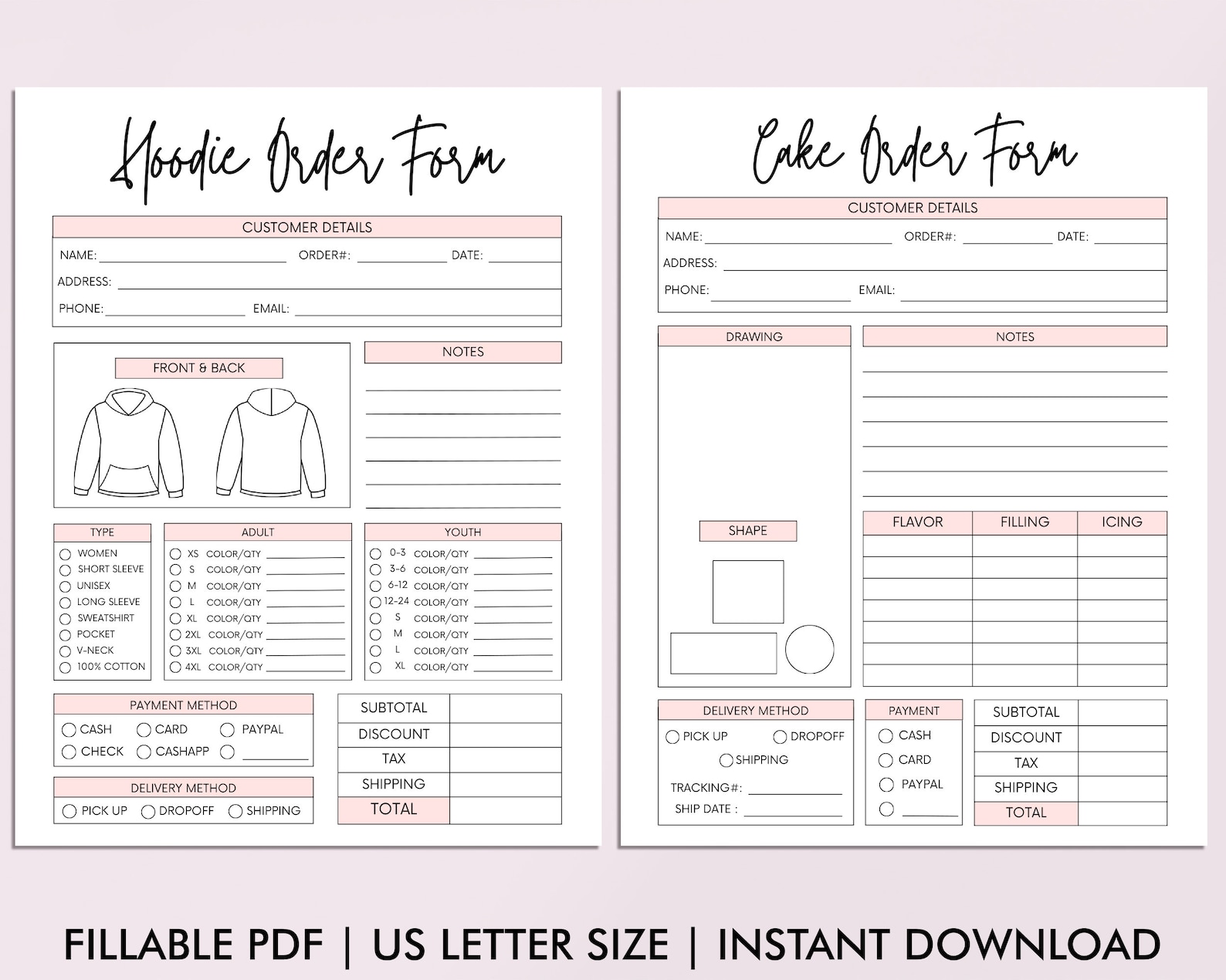 Fillable Order Forms Bundle, Printable Small Business Forms, Invoice ...