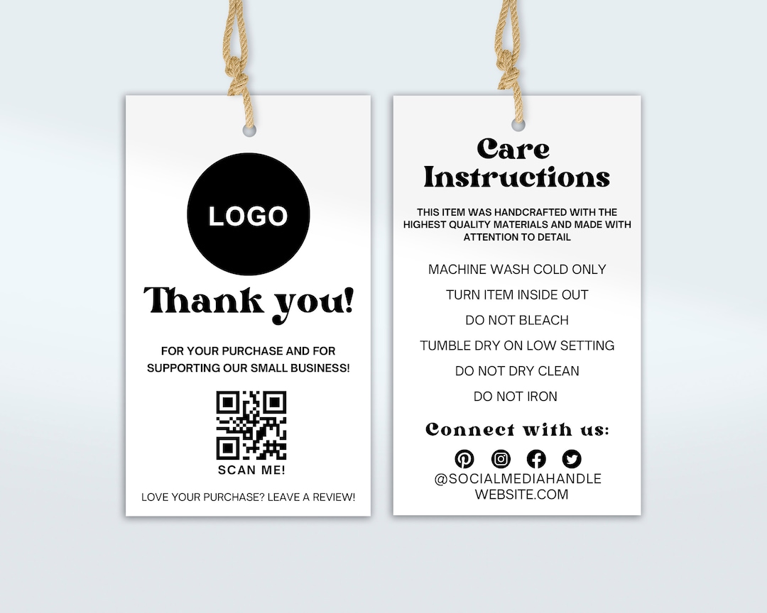 Editable Clothing Hang Tag Template, Customizable Clothing Tag ...