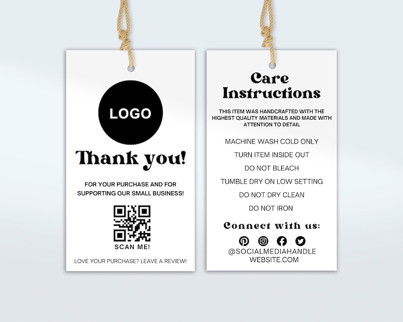 Editable Clothing Hang Tag Template Customizable Clothing - Etsy