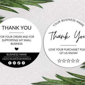 Editable Thank You Sticker, Printable Thank You Card, Small Business ...