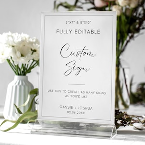 Editable Wedding Sign Template, Custom Sign, Modern Minimalist ...