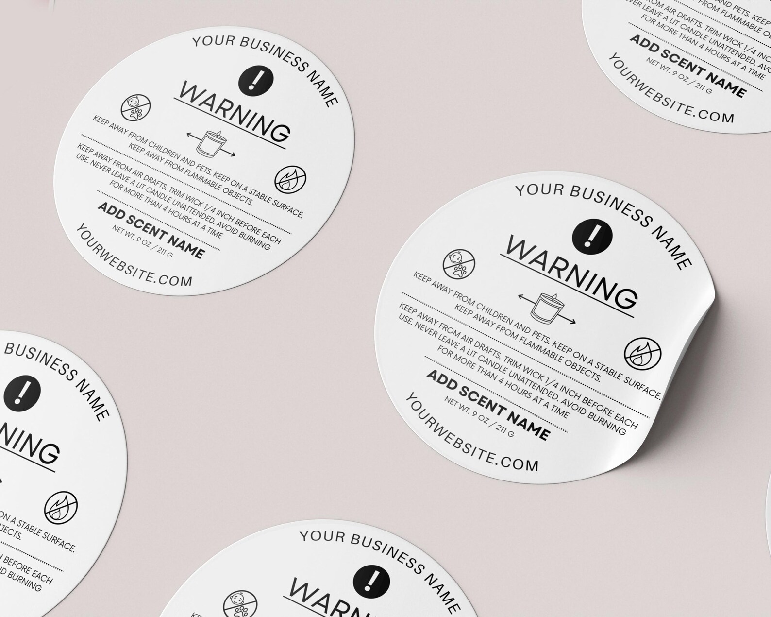 Editable Candle Warning Label, Printable Candle Care Instructions Card ...