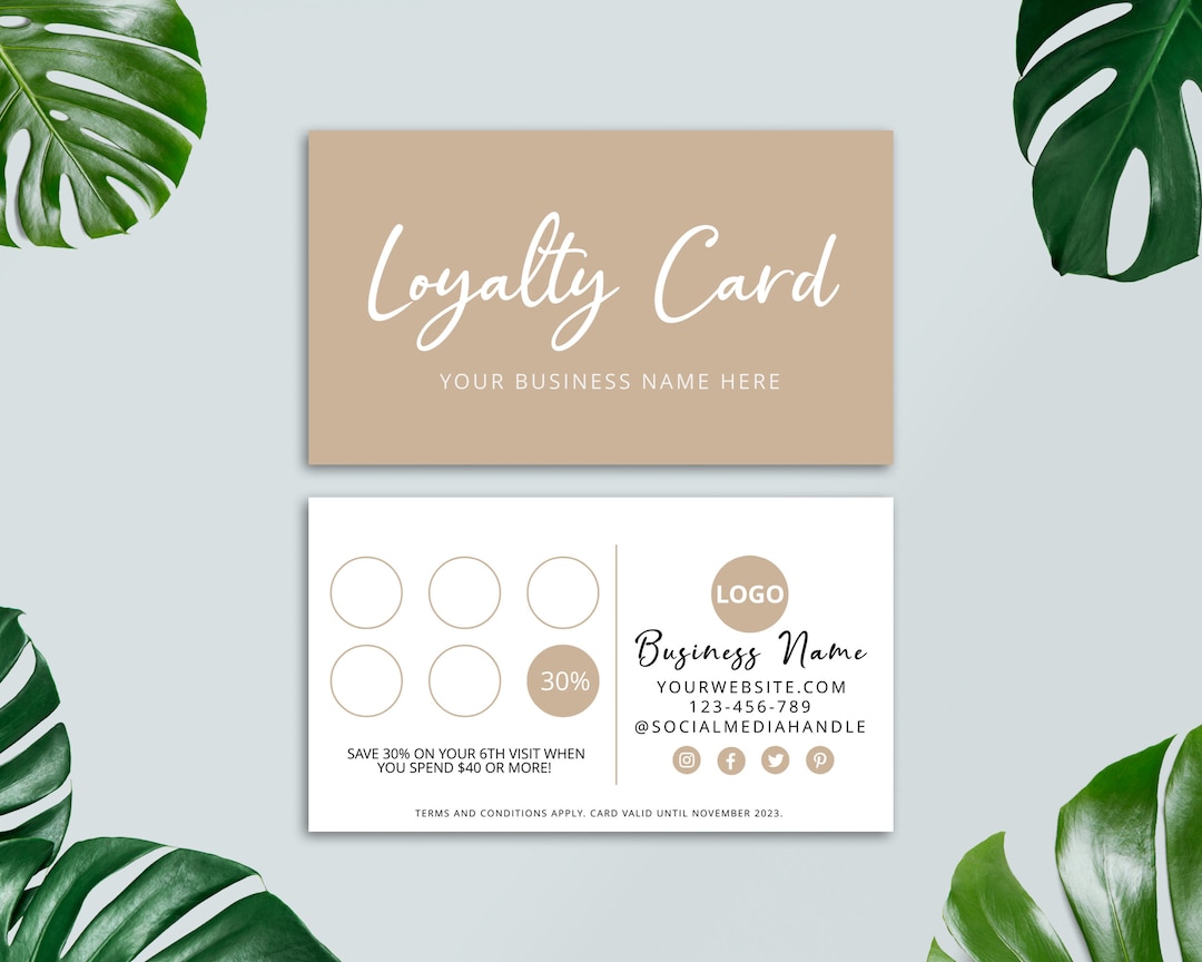 Editable Loyalty Card Template, Small Business Supplies, Printable ...
