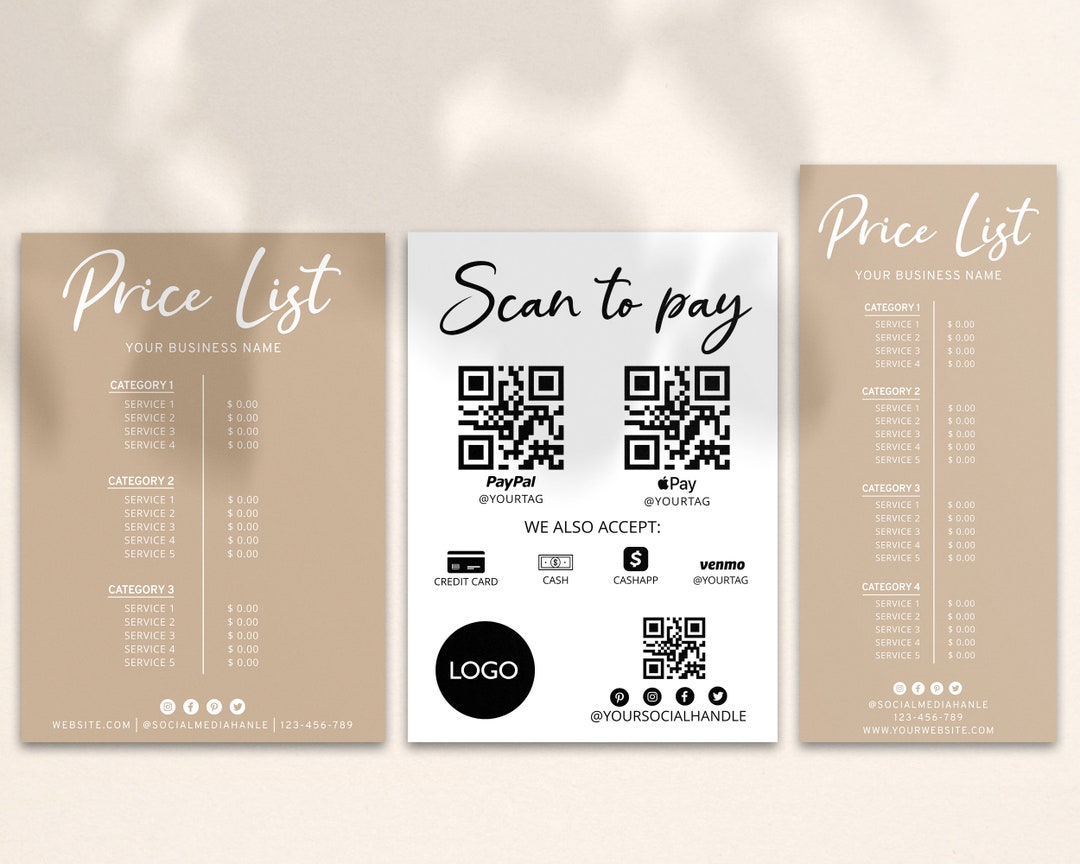 Editable Price List Template, Beauty Salon, Nail Makeup Hair Stylist ...