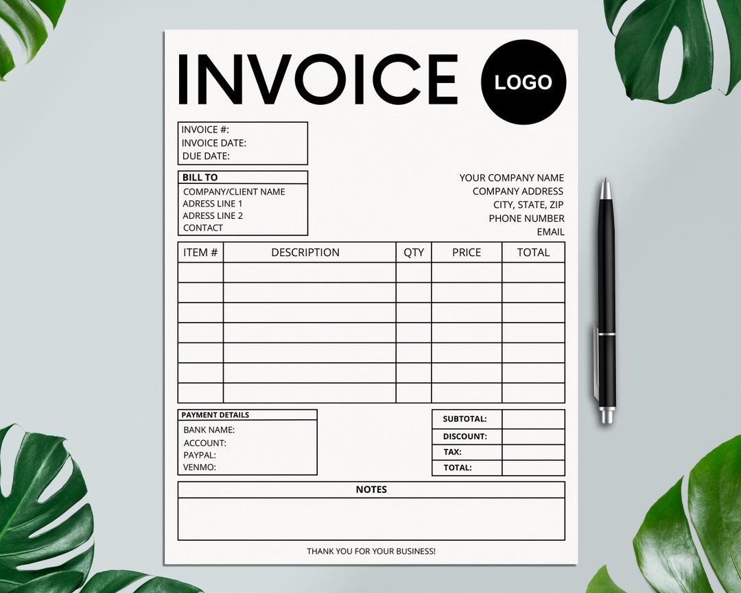 Editable Invoice Template, Custom Order Form, Small Business Supplies ...