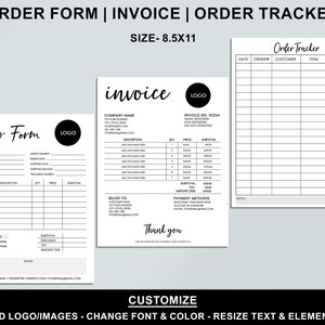 Editable Small Business Bundle, Order Form, Invoice, Order Tracker ...