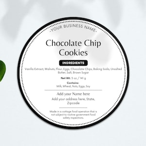 Cottage Food Label, Printable Food Label, Home Bakery Sticker ...