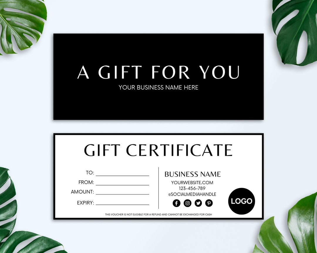 Gift Certificate Template, Editable Gift Card, Printable Gift Voucher ...