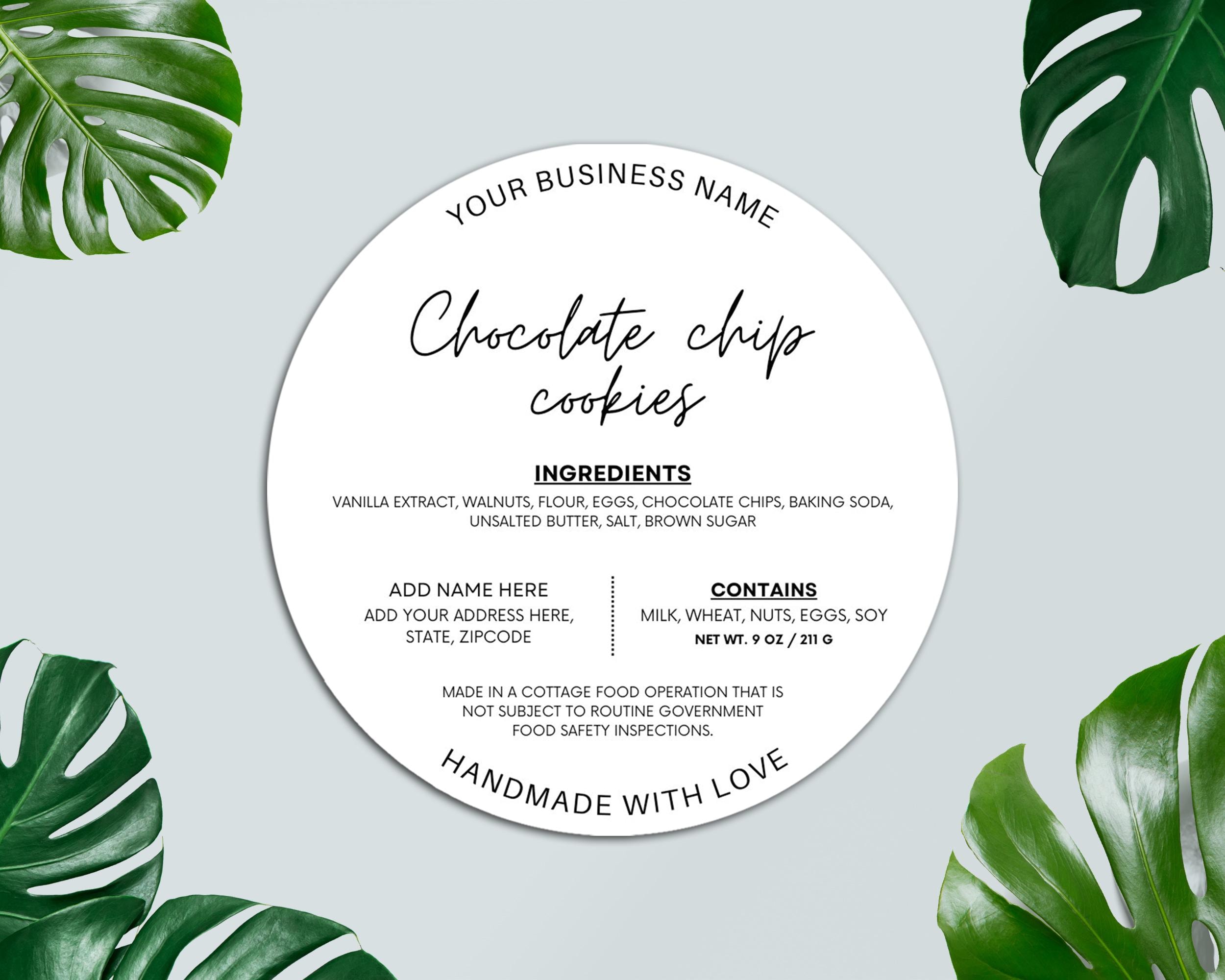 Editable Cottage Food Label, Printable Food Label, DIY Bakery ...