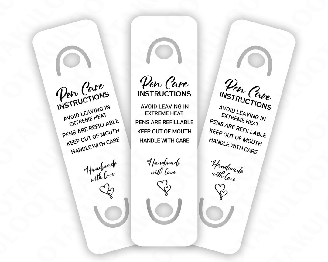 Pen Care Card SVG, Epoxy Pen Holder Svg, PNG, Care Card Instructions ...