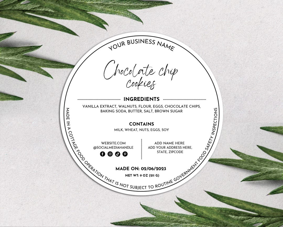 Printable Cottage Food Label, Editable Canva Template, Custom Food ...