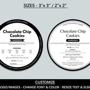 Editable Cottage Food Label Bundle, Printable Food Label, Ingredient ...