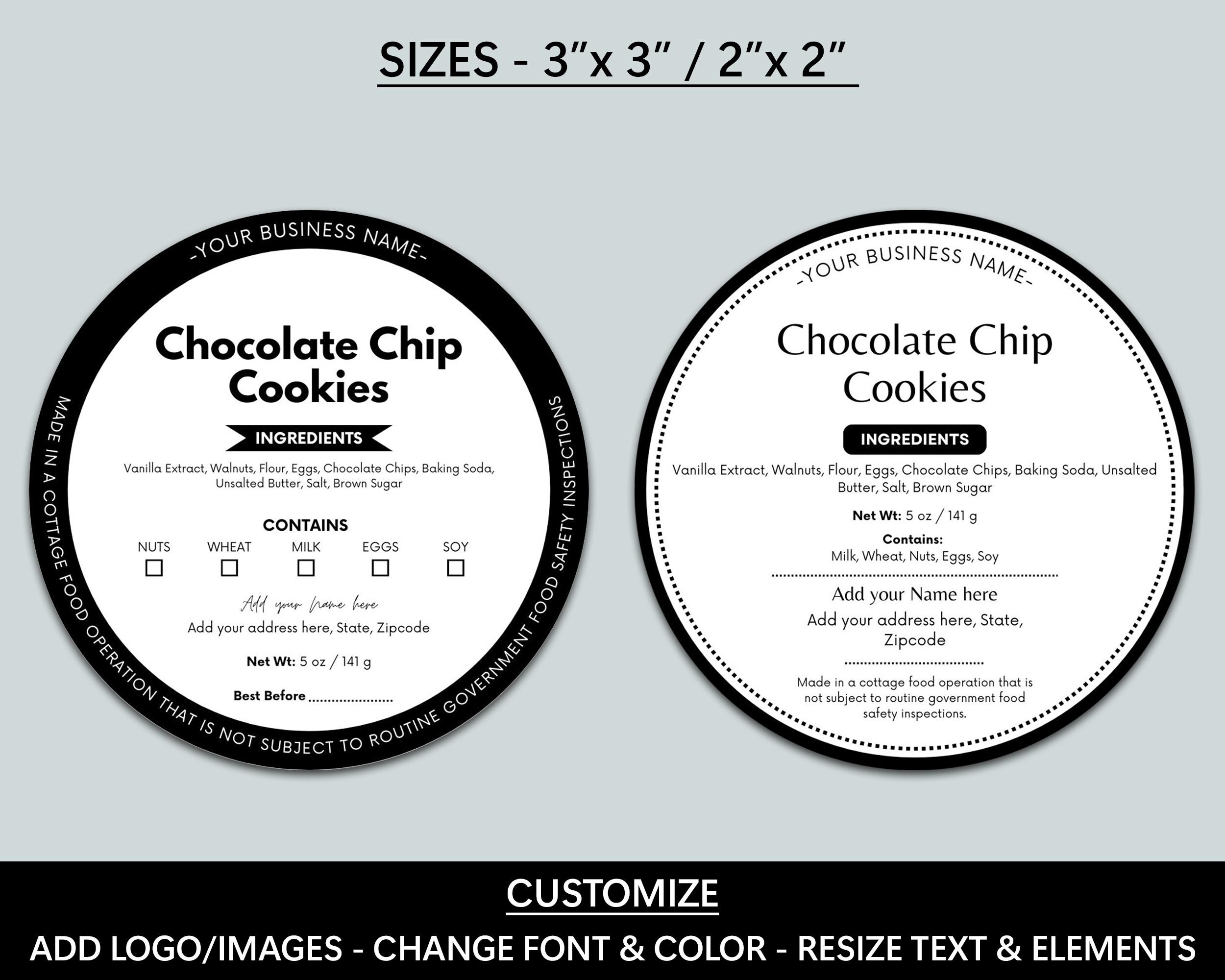 Editable Cottage Food Label Bundle, Printable Food Label, Ingredient ...