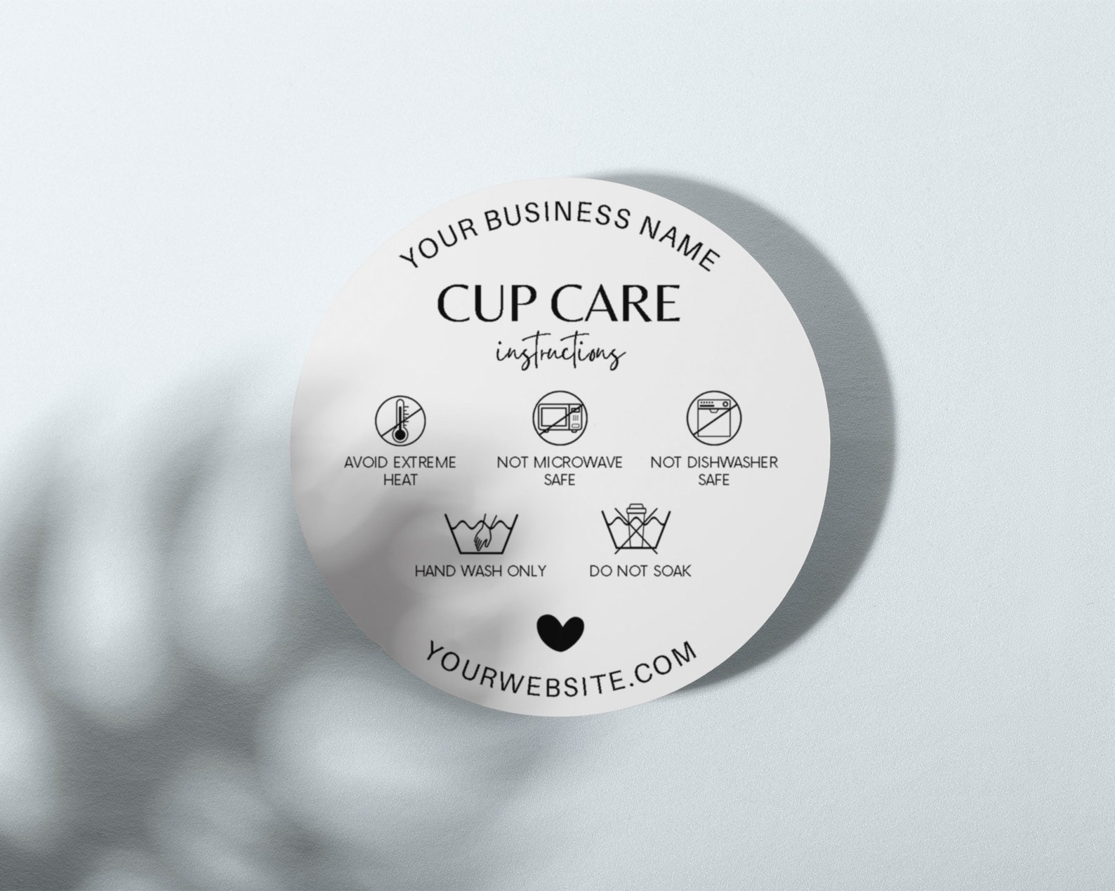 Editable Cup Care Card Template, Cup Care Label, Printable Tumbler Care ...