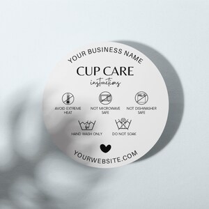 Editable Cup Care Card Template, Cup Care Label, Printable Tumbler Care ...