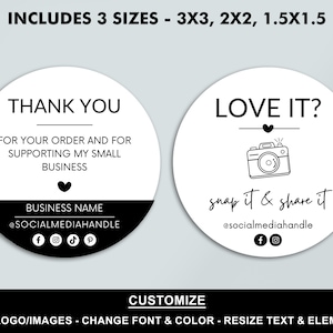 Thank You Sticker Bundle, Editable Snap and Share Label, Printable ...