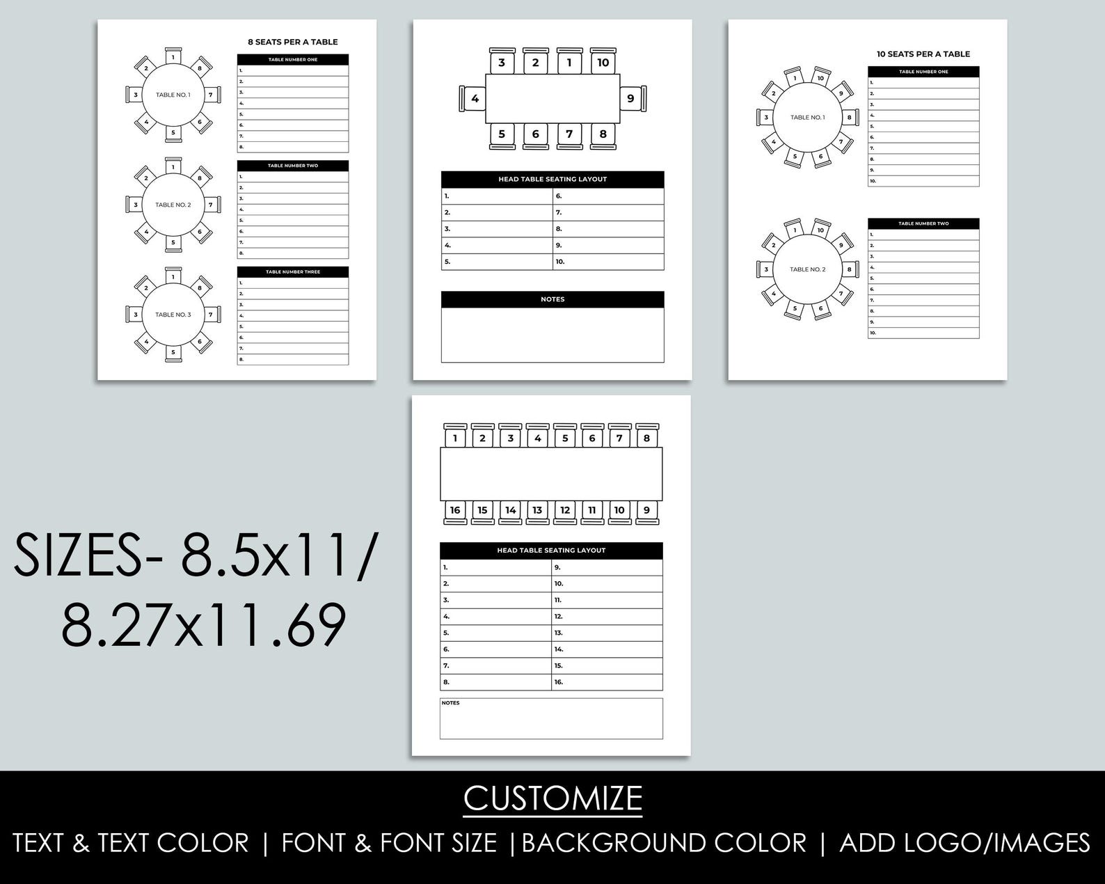 Wedding Table Seating Planner, Round Table Seating Chart, Event ...