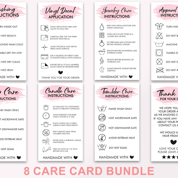 Sublimation Shirt Care Card - Etsy