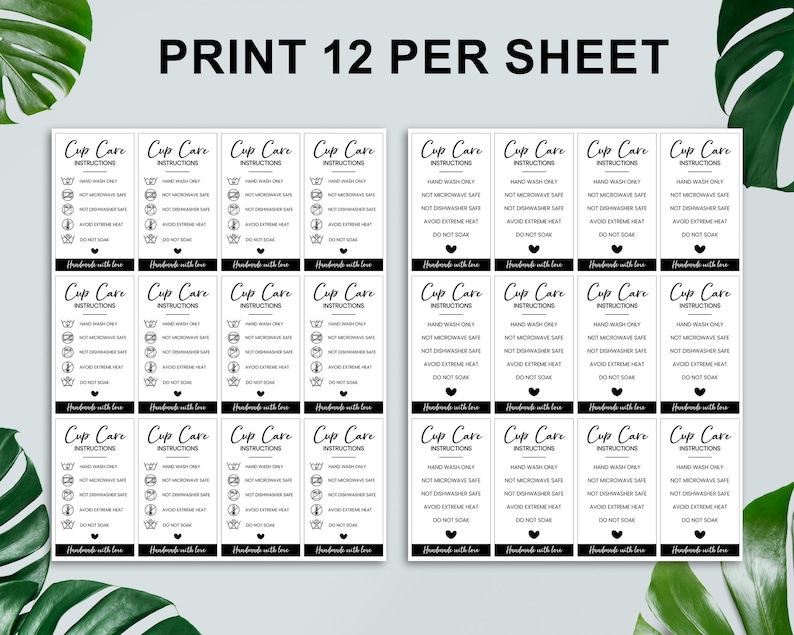 Printable Care Card Bundle, Cup Care Card, Glass Can, Shirt, Thank You ...