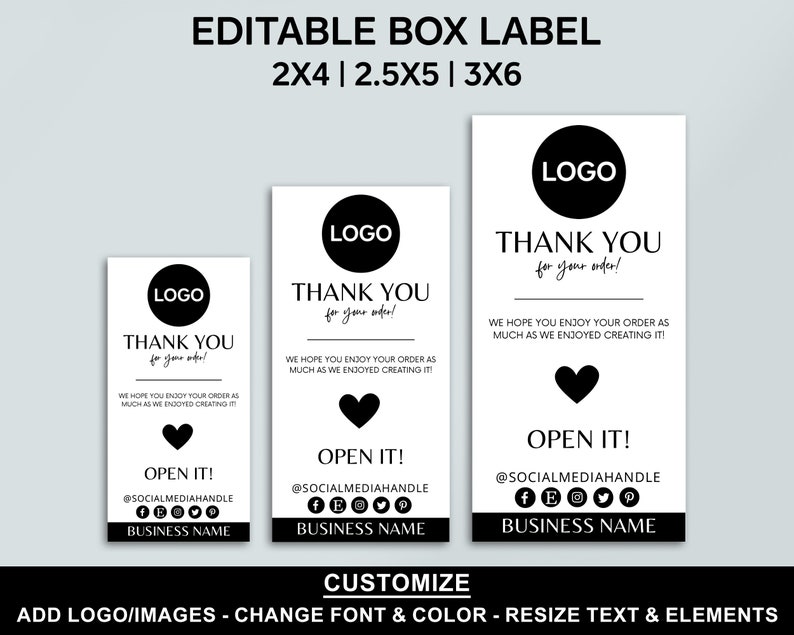 Editable Box Label Template, Custom Packaging Labels, Canva Template ...