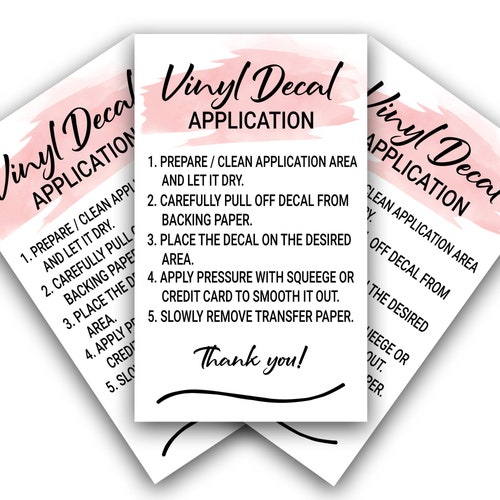 Vinyl Decal Application Card Small Business Supplies Digital - Etsy