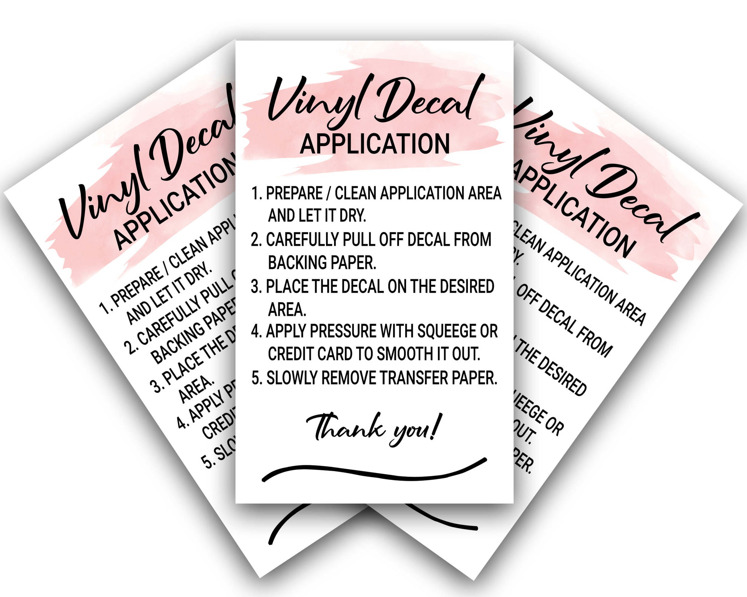 Vinyl Decal Application Card Small Business Supplies Digital - Etsy