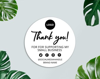 EDITABLE Thank You Sticker, Thank You Label Template, Small Business ...
