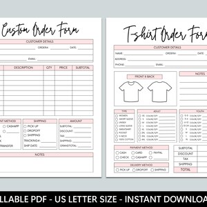 Fillable Small Business Forms Bundle, Printable Order Forms, Invoice ...