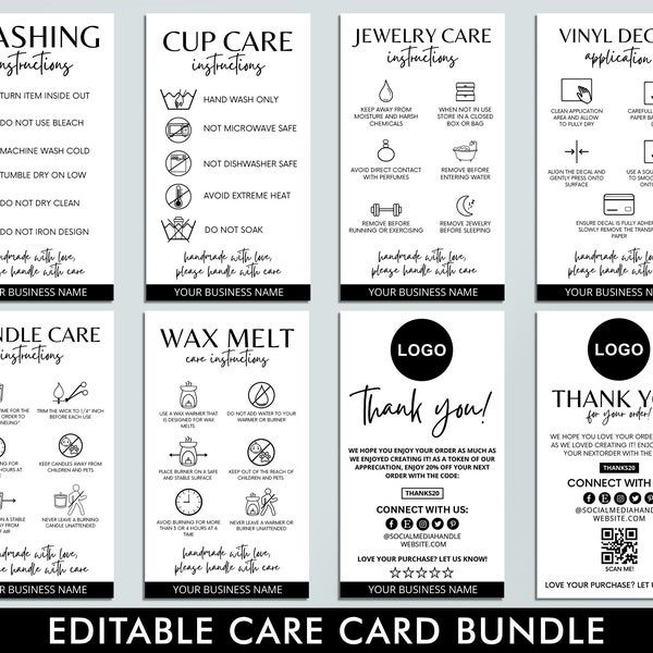 Editable Care Card - Etsy