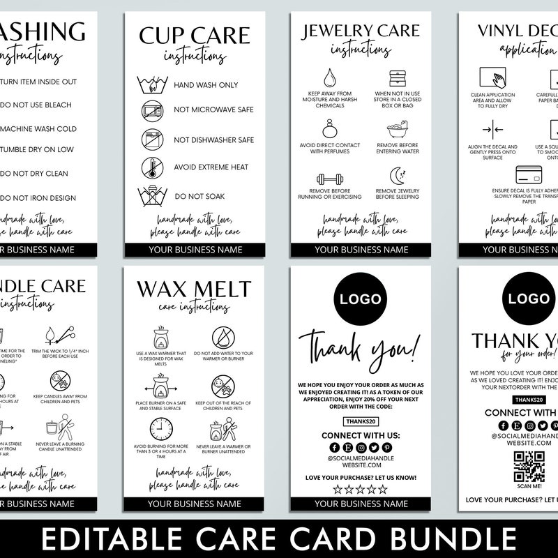 Editable Care Card - Etsy