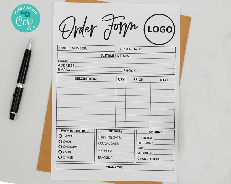 Order Form Template, Order Form Editable, Small Business Forms ...