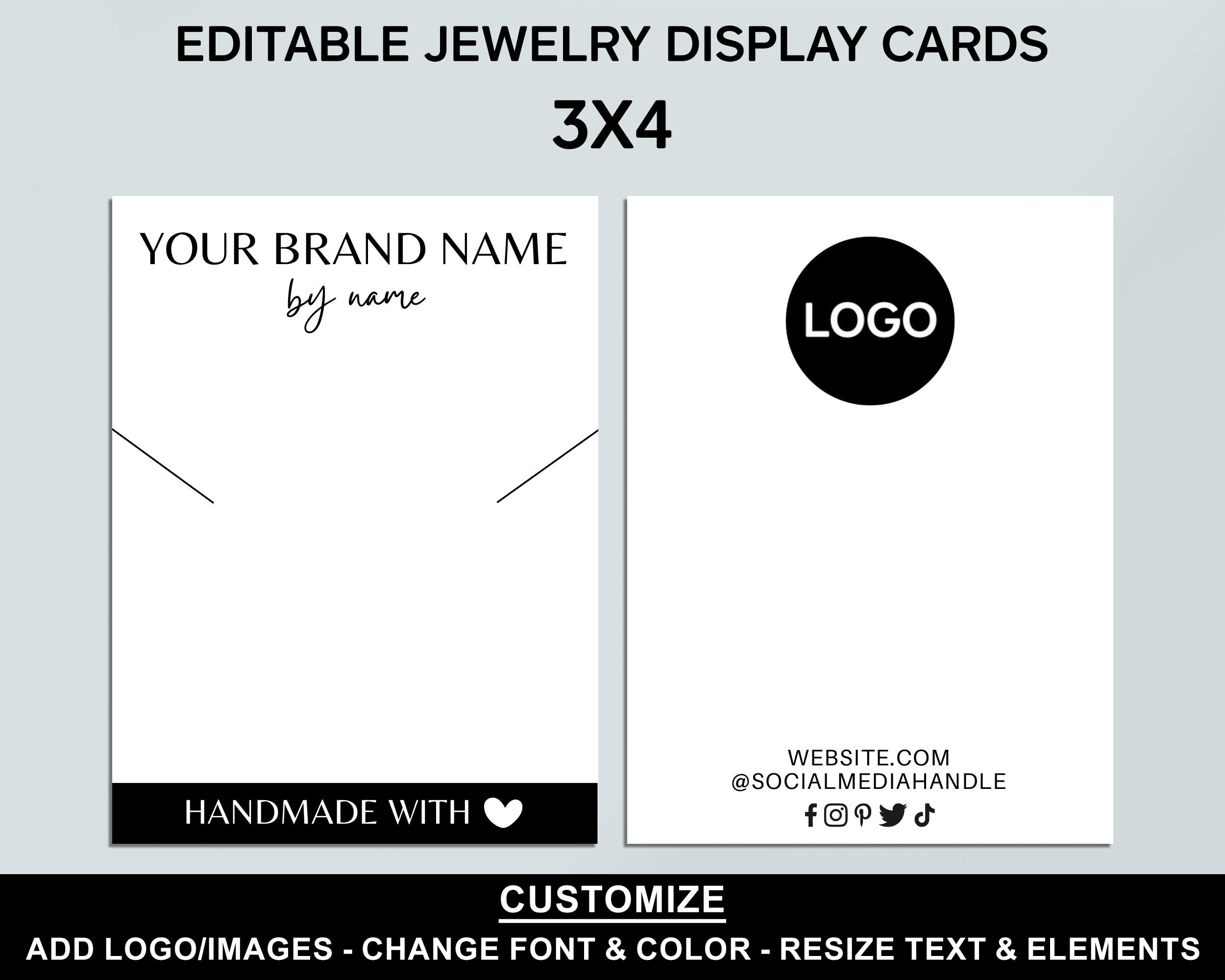 Editable Jewelry Display Card Template Printable Jewelry - Etsy Australia
