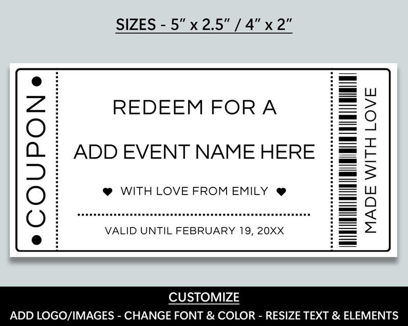 Editable Coupon Template, Printable Love Coupon, Birthday Gift Idea ...
