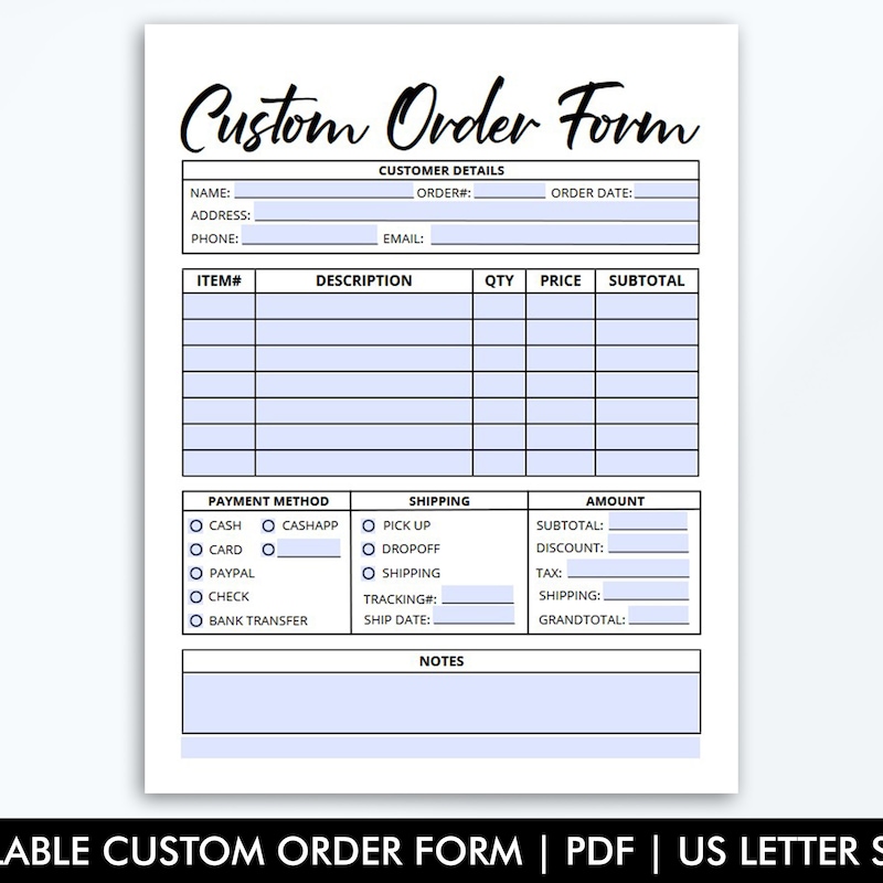 T Shirt Order Form Png - Etsy