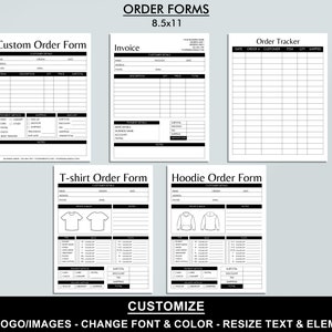 Editable Clothing Business Bundle, Tshirt Order Form, Invoice, Washing ...