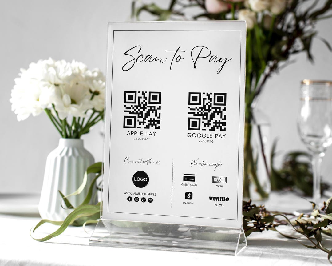 Scan to Pay Sign, Qr Code Sign, Editable Canva Template, Custom Small ...