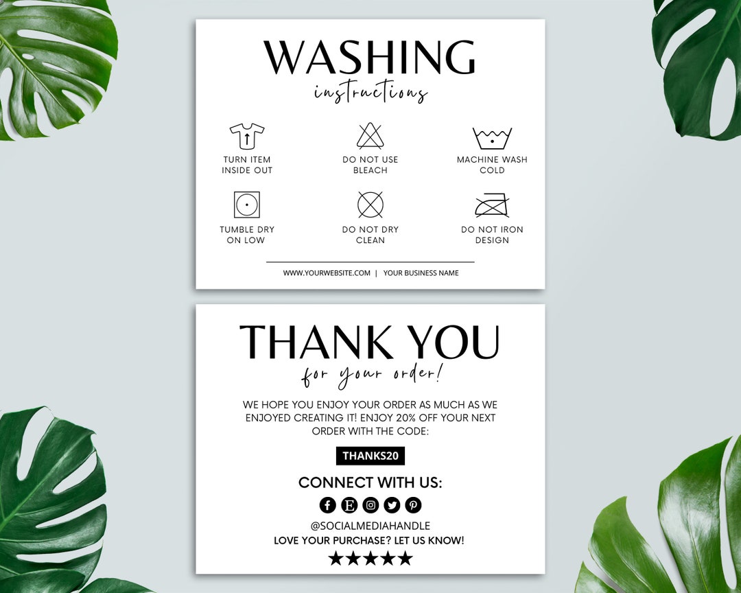 Editable Clothing Care Card Template, Washing Instructions, Canva ...