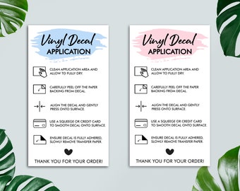 Vinyl Decal Application Instructions, Printable Vinyl Decal Care Card, Small Business Supplies ...