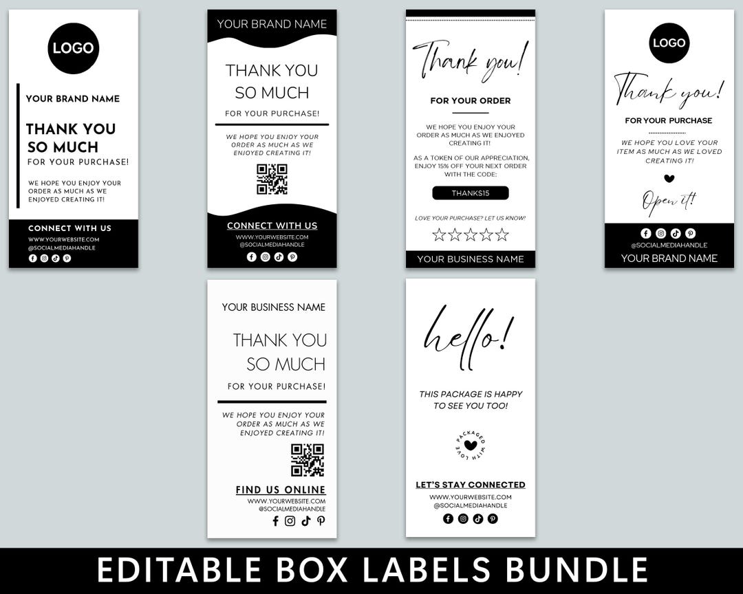 Box Label Bundle, Editable Canva Template, Printable Parcel Sticker ...