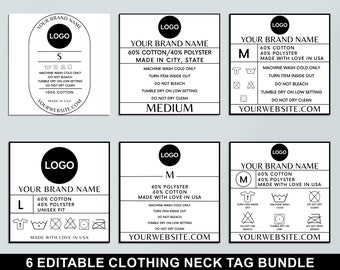 Editable Clothing Tag Bundle, T-shirt Neck Label Tag, DIY Garment Care ...