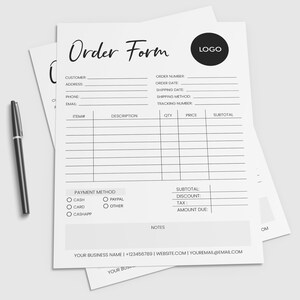 Editable Order Form Template, Small Business Forms, Purchase Order Form ...