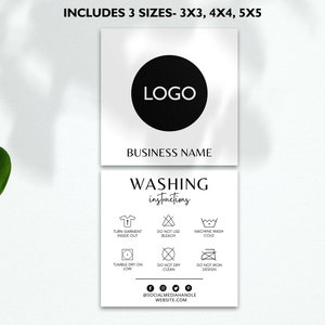 Editable Washing Instructions Card Template, Printable Garment Care ...