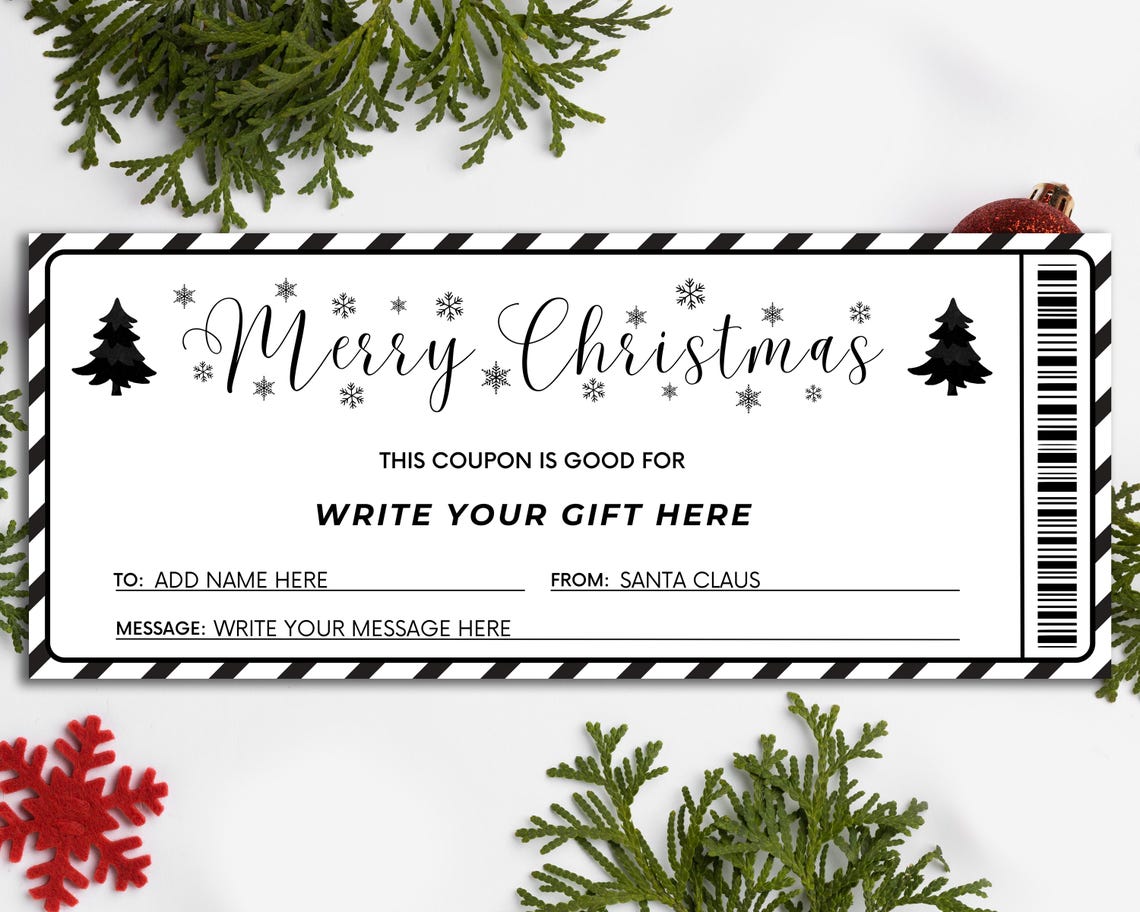 Editable Christmas Coupon Template, Printable Christmas Gift ...