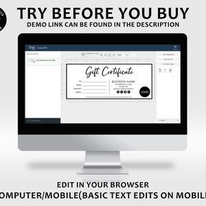 Editable Gift Certificate Template, Printable Gift Voucher, Editable ...