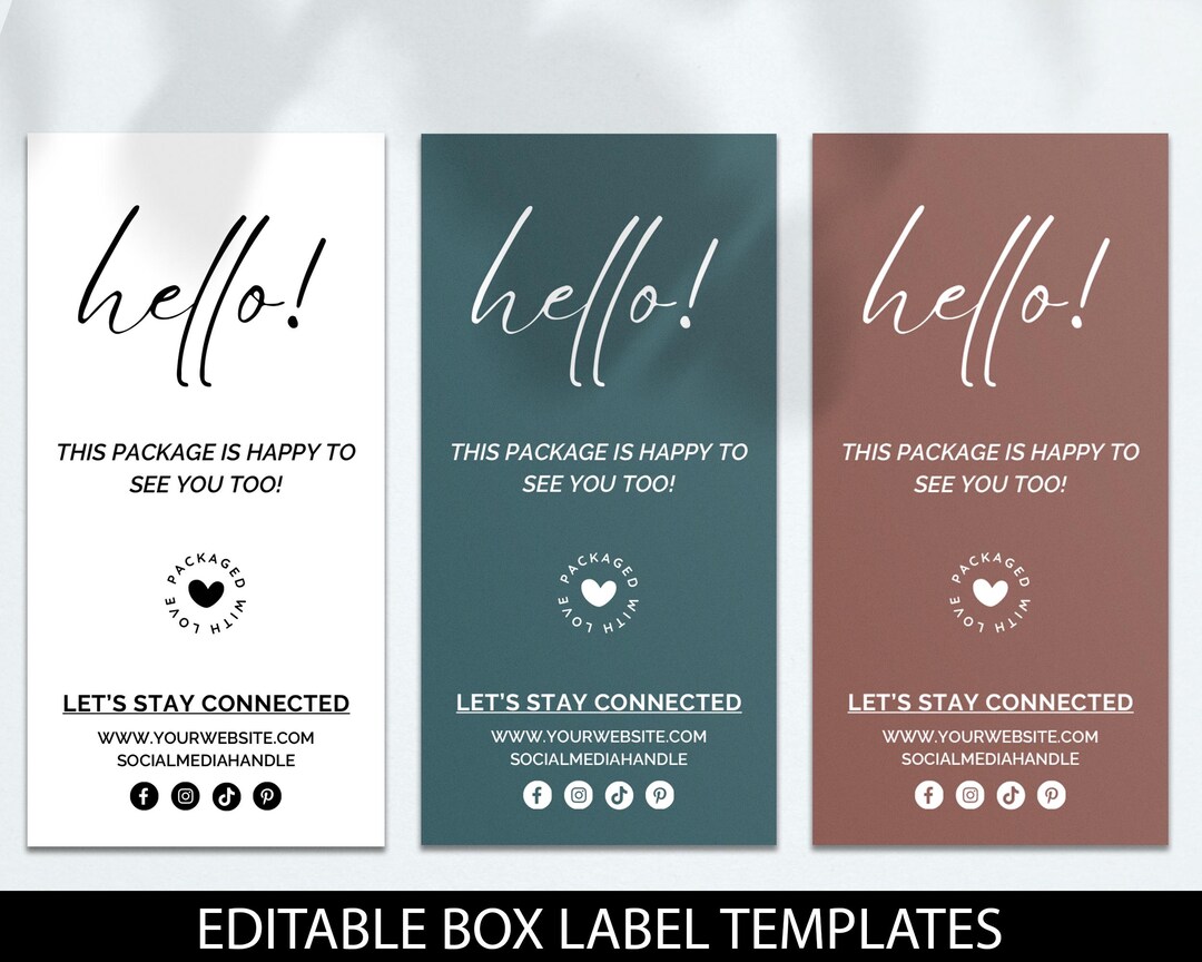 Box Seal Label Template, Printable Parcel Sticker, Packaging Insert ...