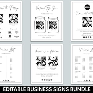 Small Business Sign Bundle, QR Code Sign, Price List, Scan to Pay ...