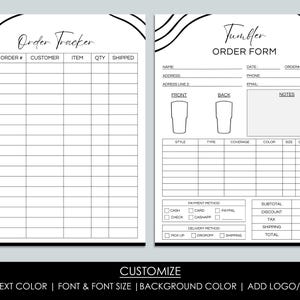Order Forms Bundle, Editable Canva Template, Shirt, Tumbler, Modern ...