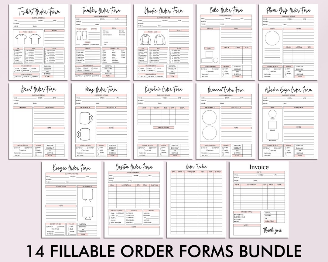 Fillable Order Forms Bundle, Printable Small Business Forms, Invoice ...