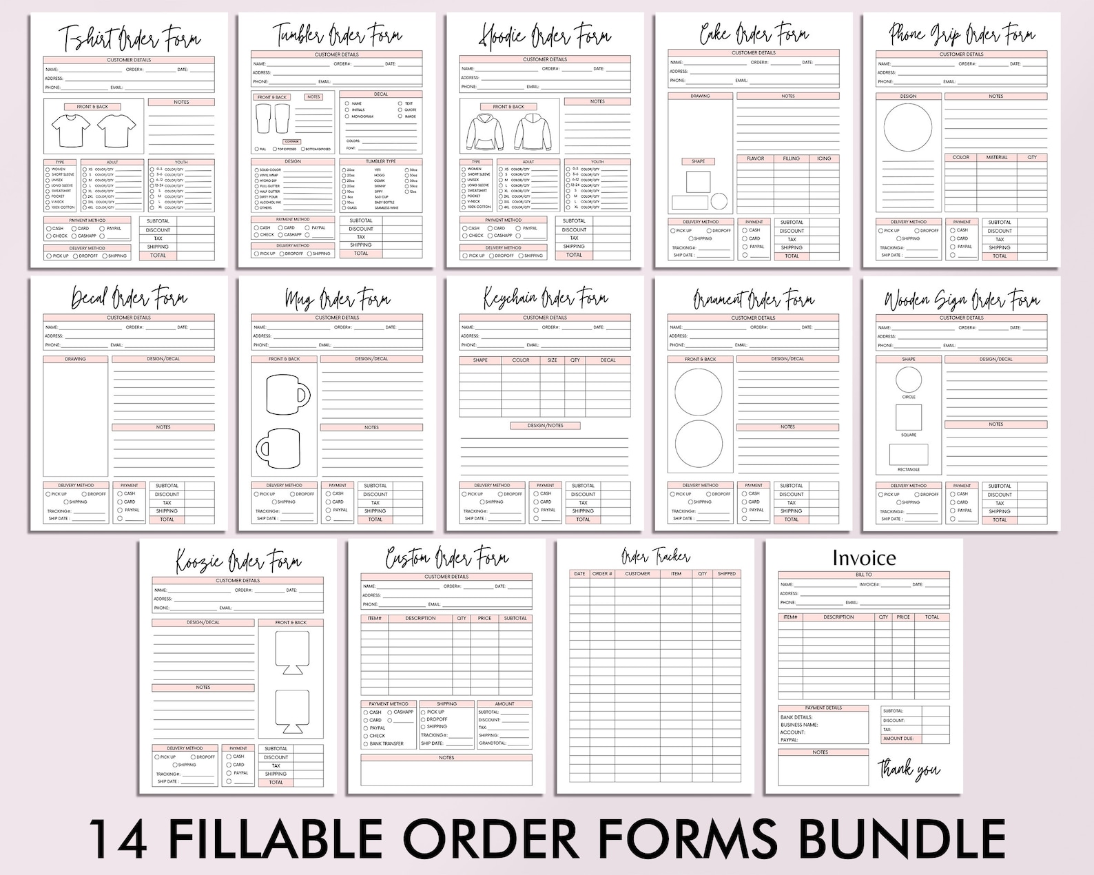 Fillable Order Forms Bundle, Printable Small Business Forms, Invoice ...
